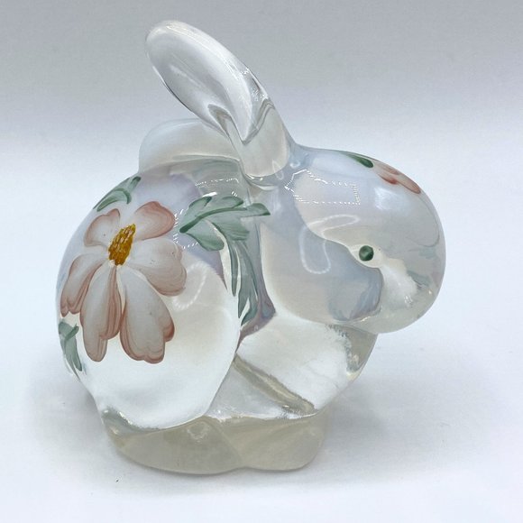 Fenton | Art | Vintage Pretty Fenton Opalescent Floral Painted Bunny ...